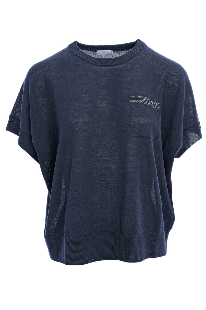 Kurzarmpullover aus Leinen- Baummix