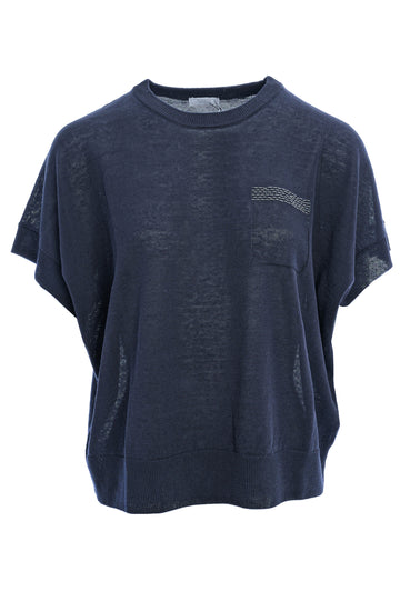 Kurzarmpullover aus Leinen- Baummix